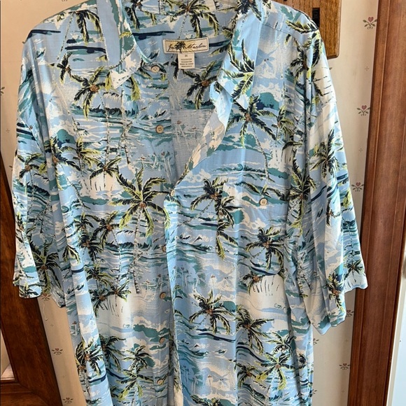 Joe Marlin | Shirts | Joe Marlin Light Blue Palm Tree Shirt | Poshmark
